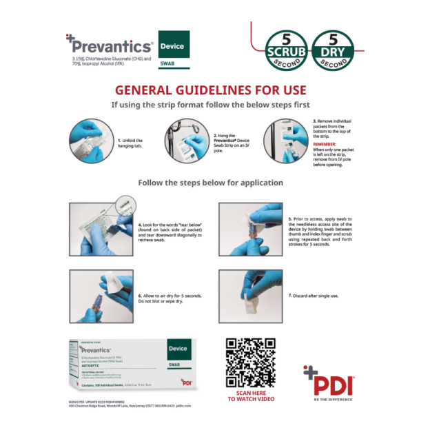 Prevantics® Device Swab Instructions For Use (IFU) Sign | PDI Healthcare