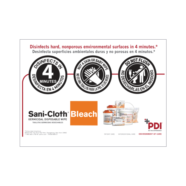Sani-Cloth® Bleach Caution Sign - PDI Healthcare