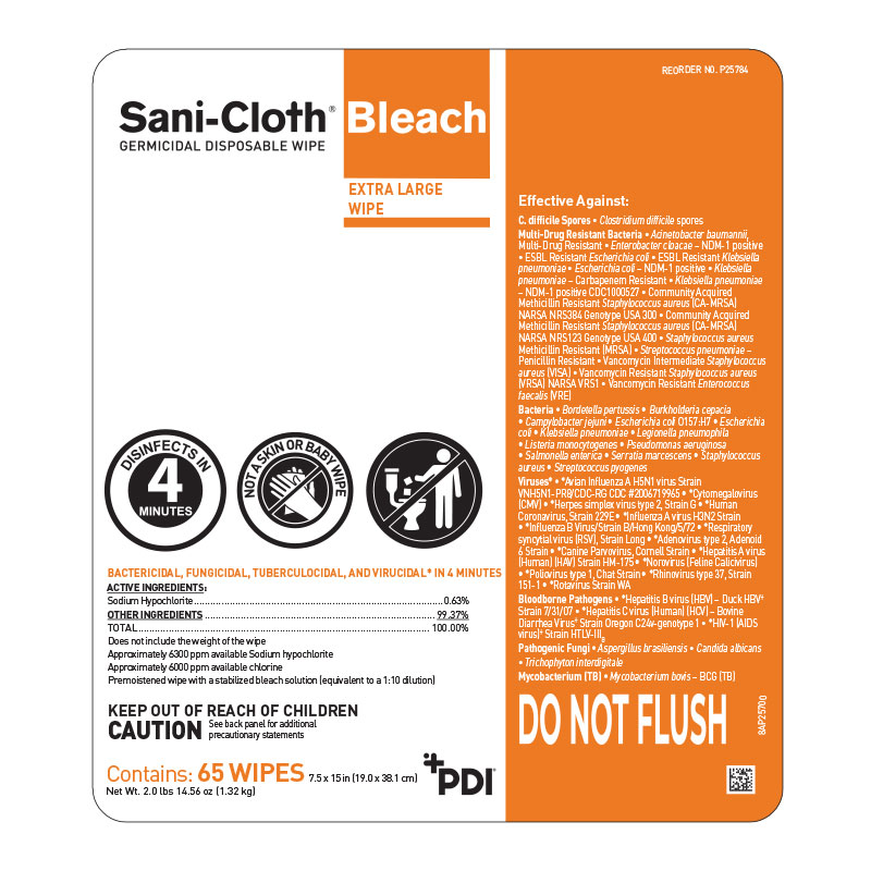 Sani-Cloth® Bleach Germicidal Disposable Wipe | PDI Healthcare