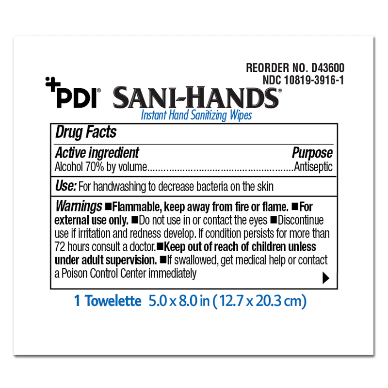 Sani-Hands® Instant Hand Sanitizing Wipes | PDI Healthcare