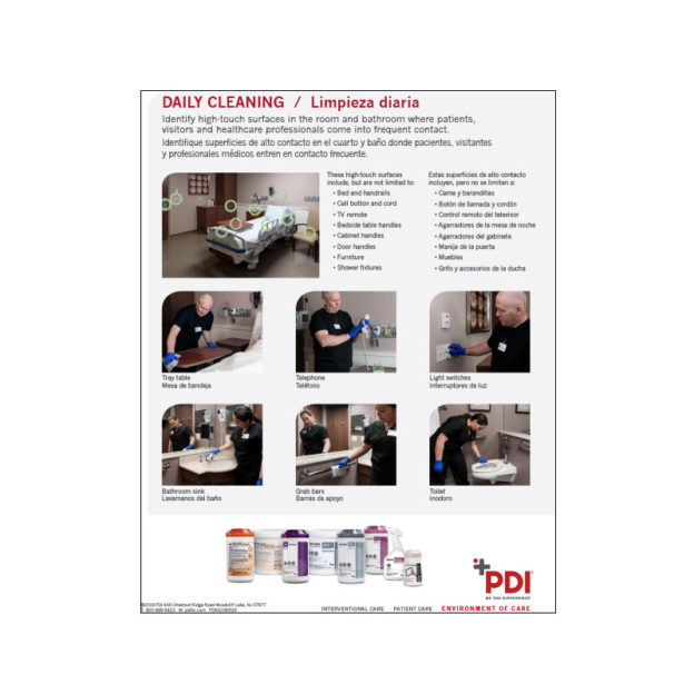 Environmental Services Daily Cleaning Wall Chart - PDI Healthcare
