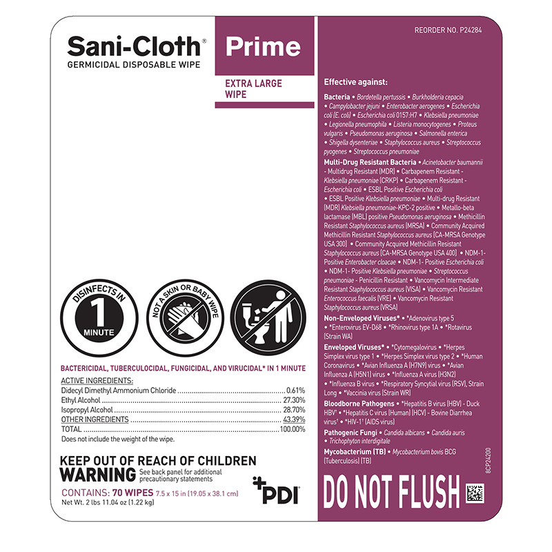 Sani-Cloth® Prime Germicidal Disposable Wipe | PDI Healthcare