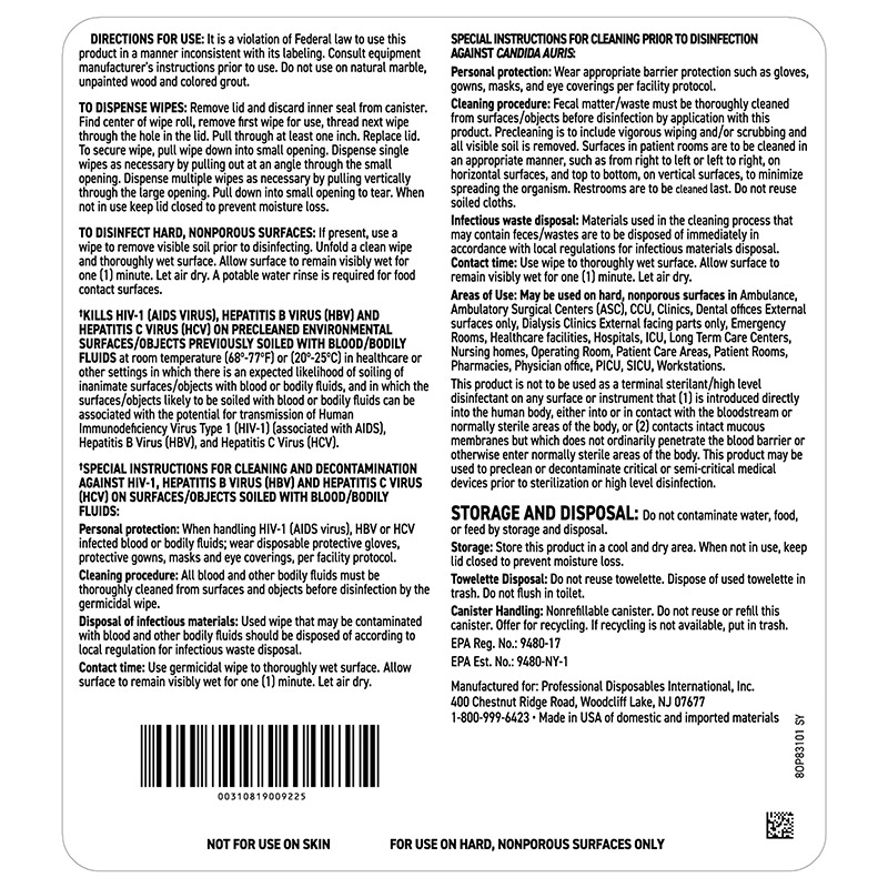 Sani-HP1™ Germicidal Disposable Wipe | PDI Healthcare